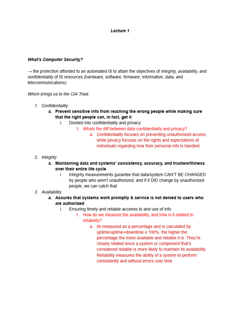 Information Security Lecture 1 | PDF