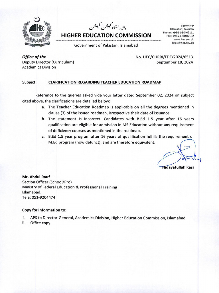 HEC Letter 0001 | PDF