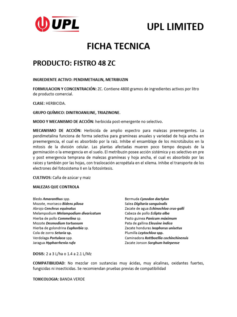 Ficha Tecnica Fistro 48 ZC | PDF