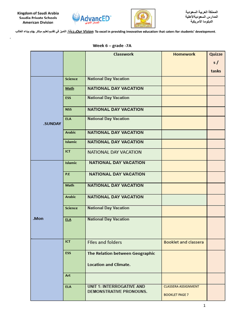 WEEKLY PLAN GR 7 | PDF