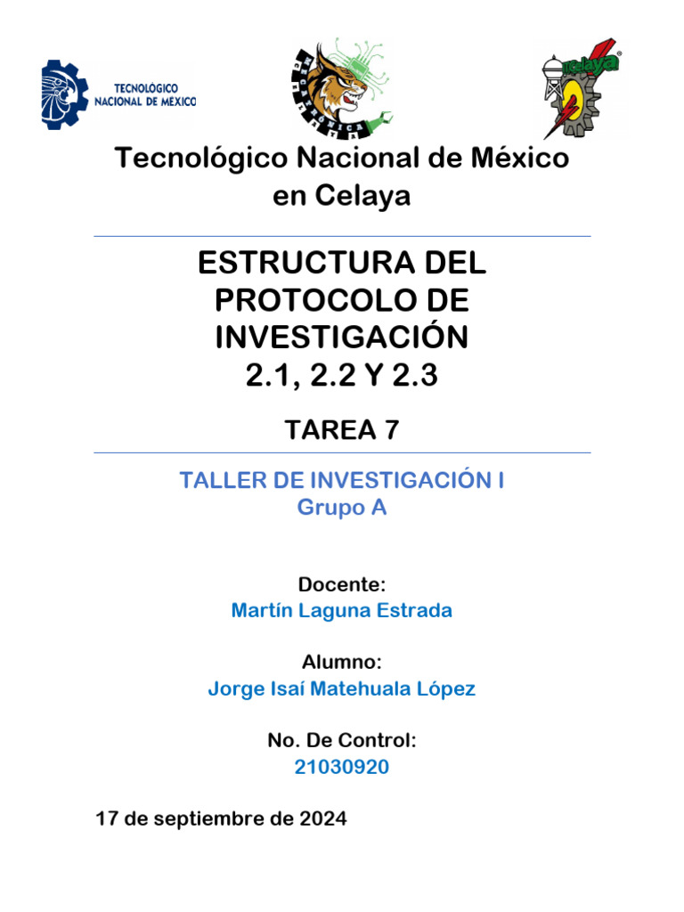 Tarea 7 - Estructura Del Protocolo de Investigación 2.1, 2.2 y 2.3 | PDF