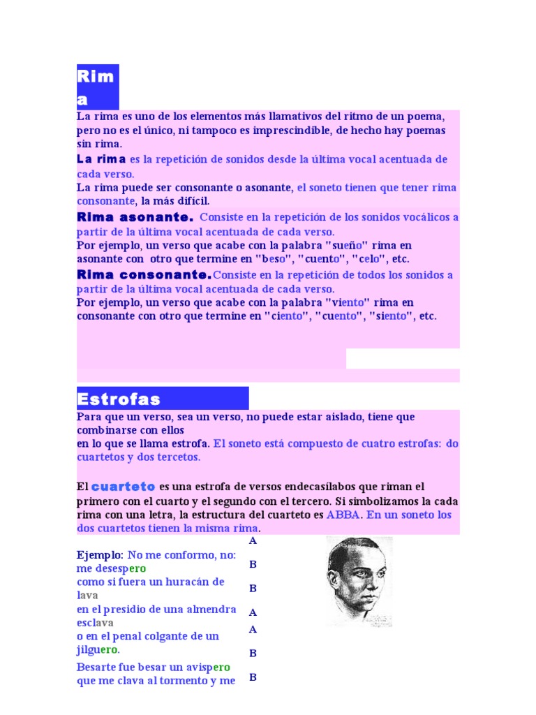 Estructura y Rima del Soneto | PDF | Rima | Sonetos