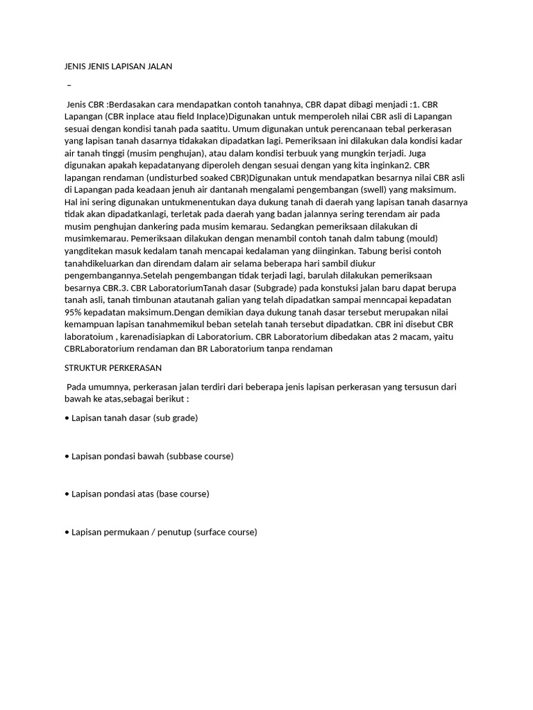 Jenis Jenis Lapisan Jalan | PDF