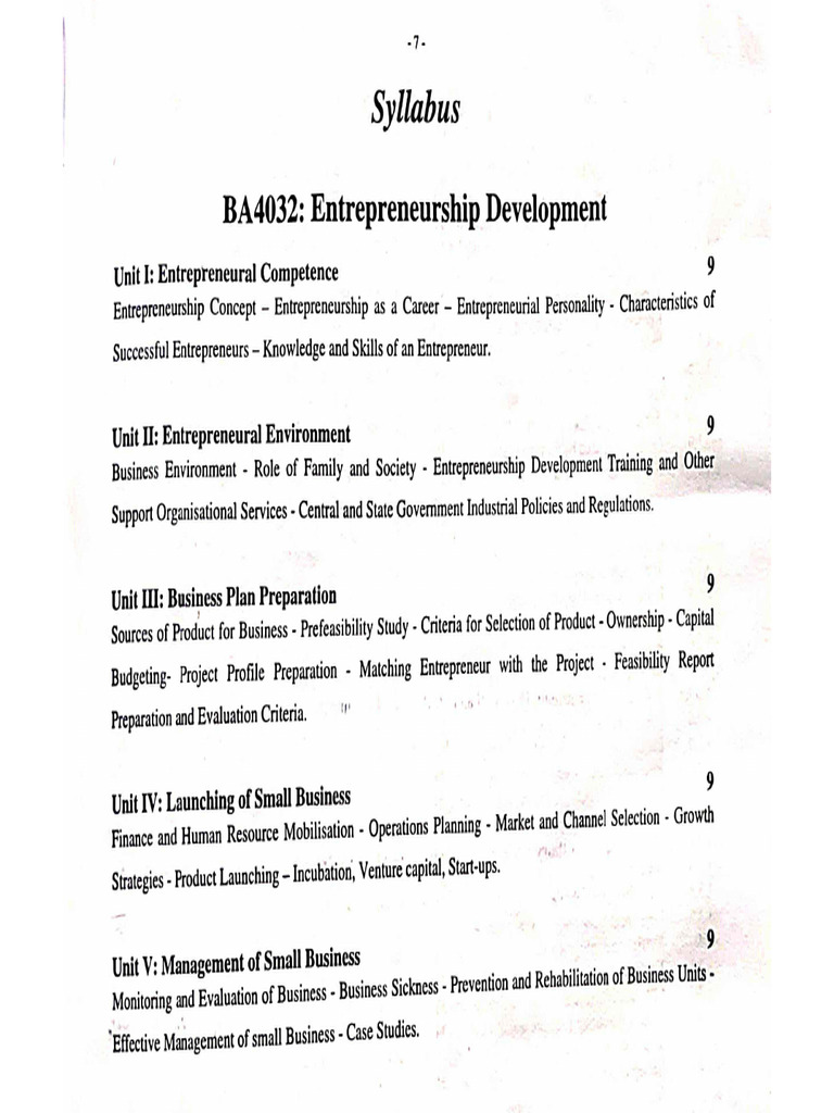 BA4032 - Entrepreneurship Development Full Book - Rotated | PDF