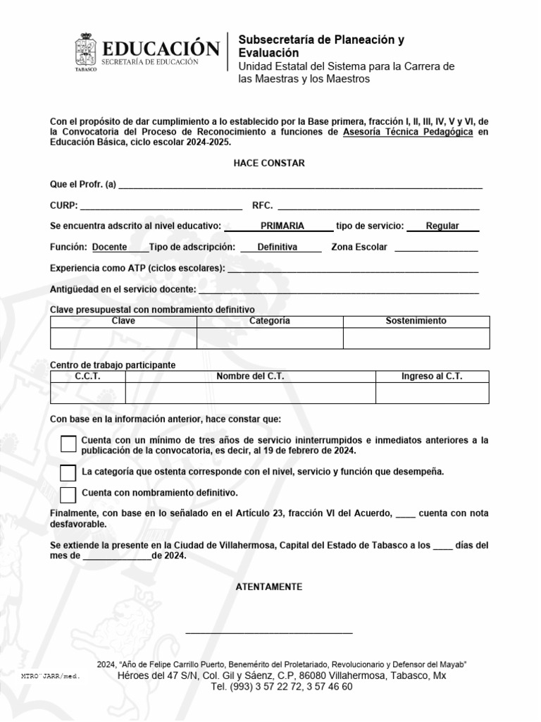 Formato Constancia Atp | PDF