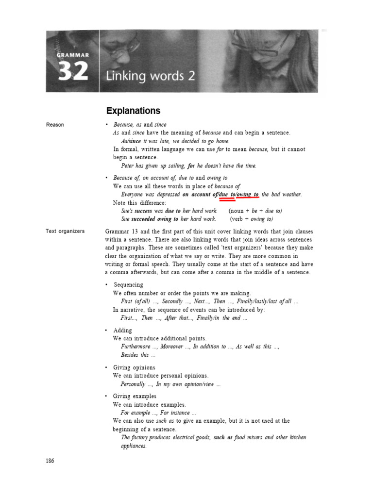 FCE - G32 - Linking Words 2 - 194-197 | PDF