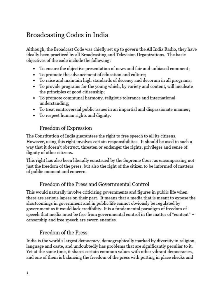 Broadcasting Codes in India | PDF