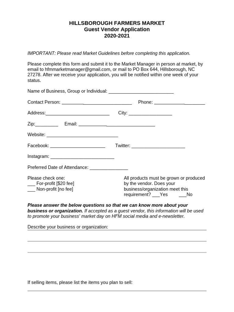 Guest Vendor App 2020-2021 | PDF