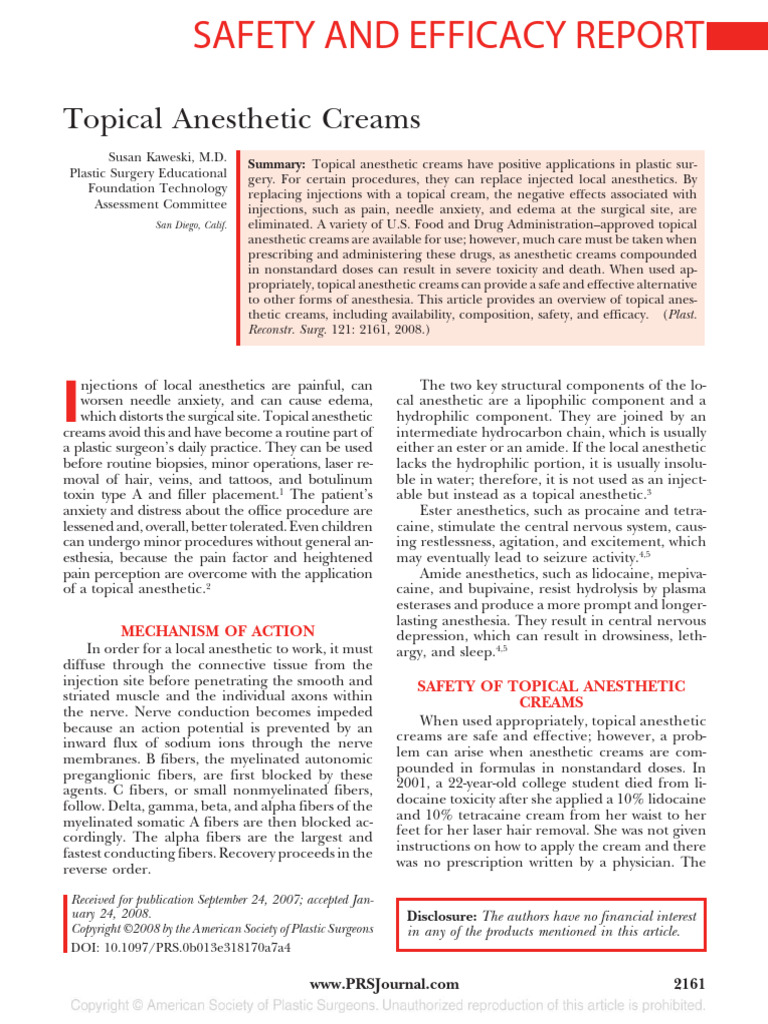 Topical Anesthetic Creams.47 | PDF