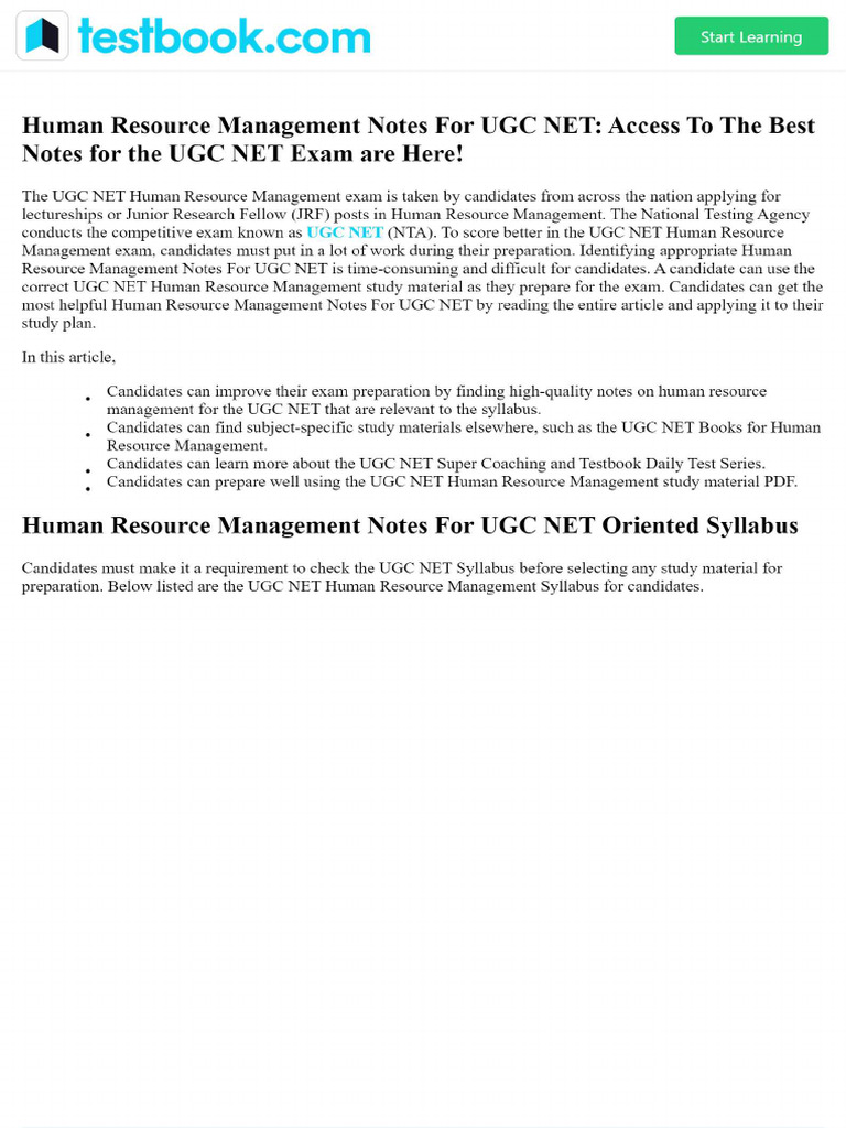 Human Resource Management Notes For UGC NET - Access To The Best Notes ...