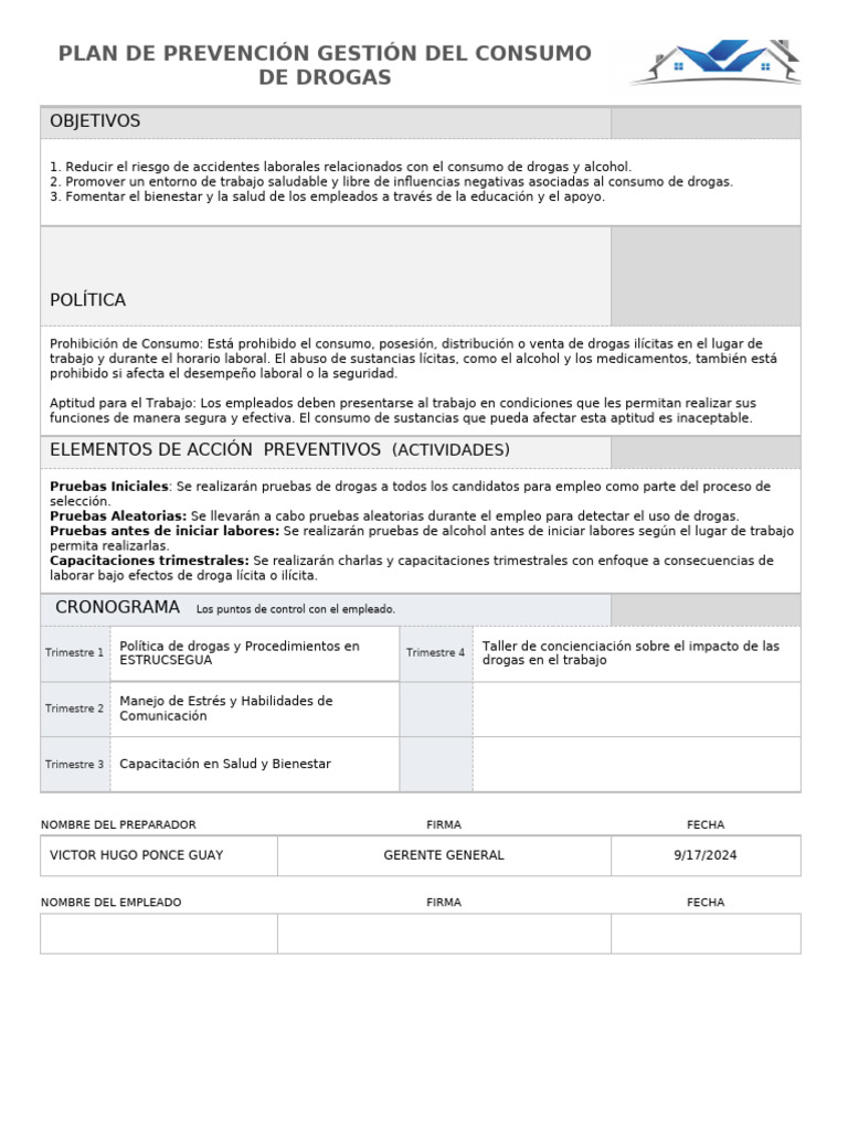 Plan de Prevención de Drogas Laborales | PDF | Drogas | Crecimiento ...