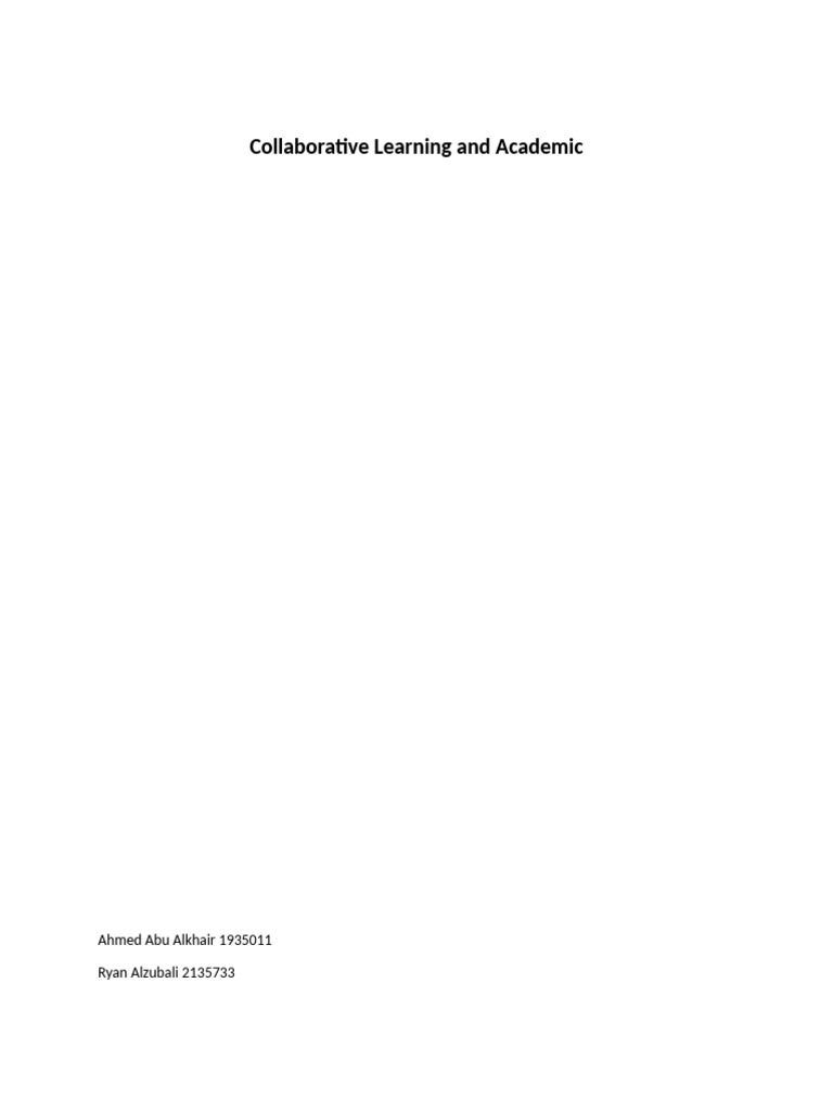 Collaborative Learning and Academic | PDF