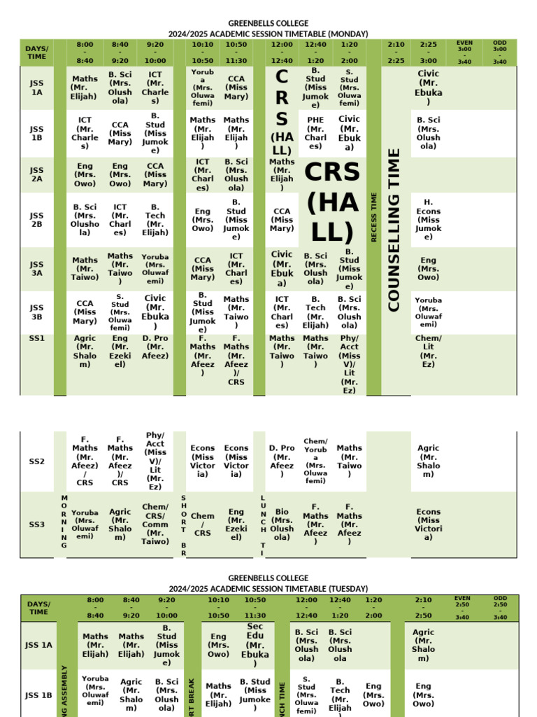 Time Table | PDF