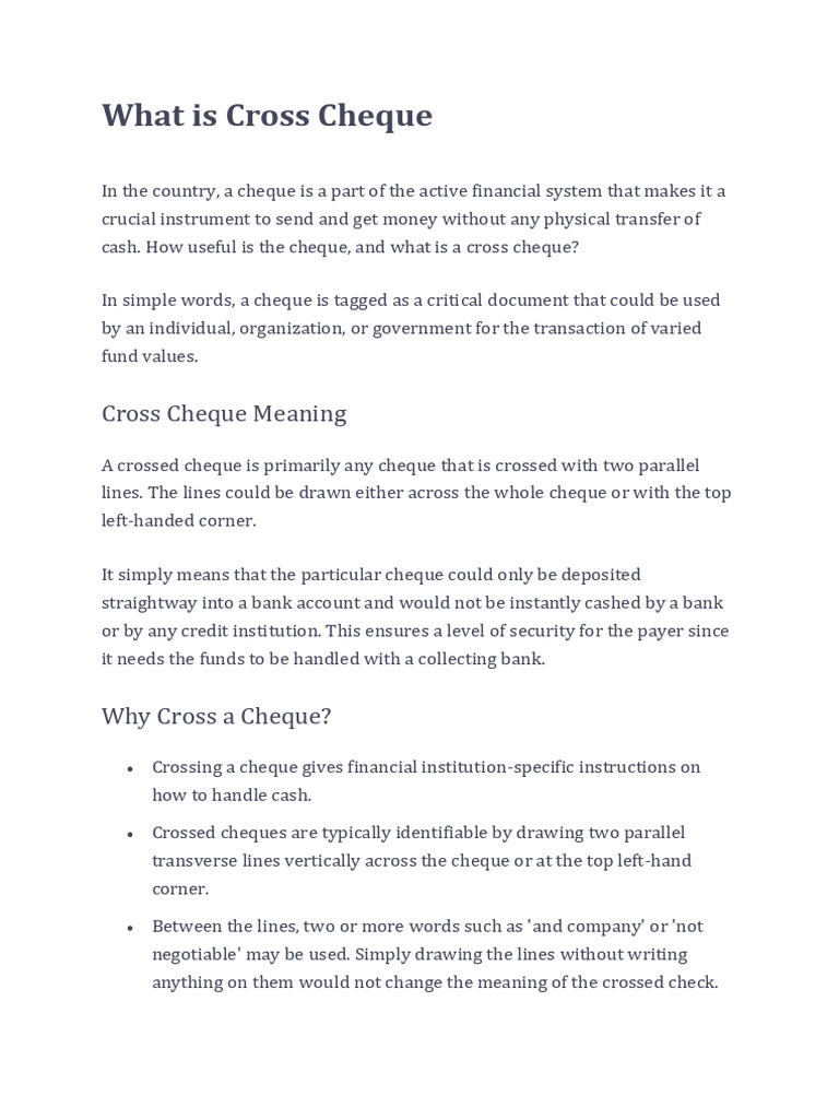 What Is Cross Cheque | PDF