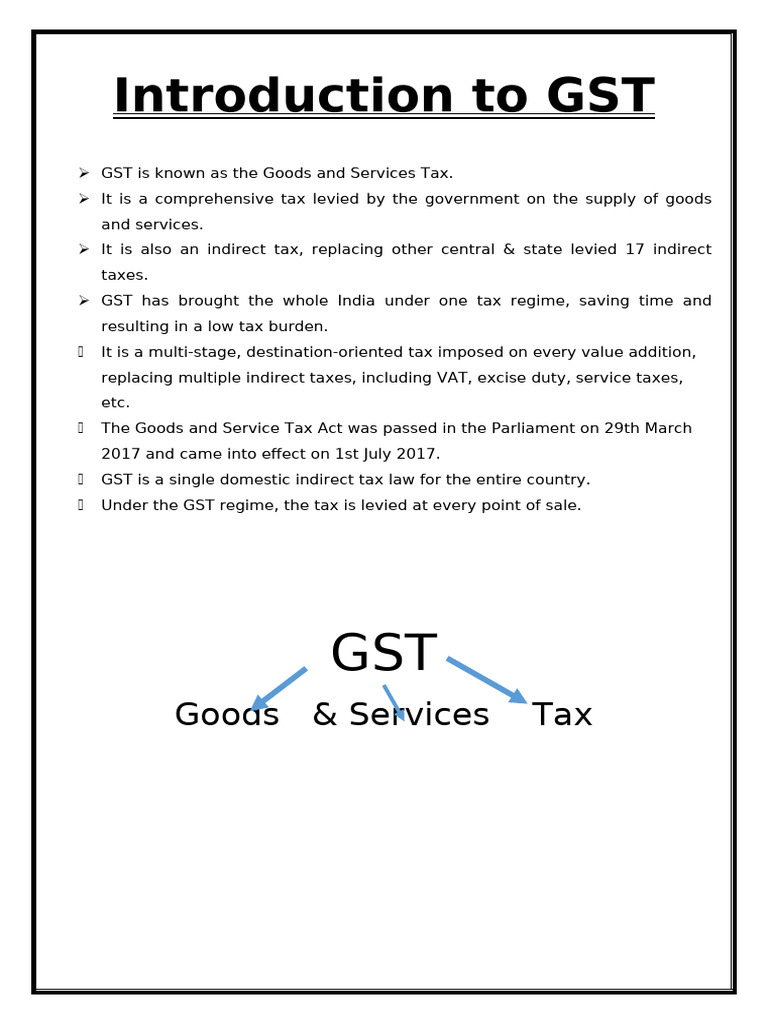 Introduction to GST | PDF