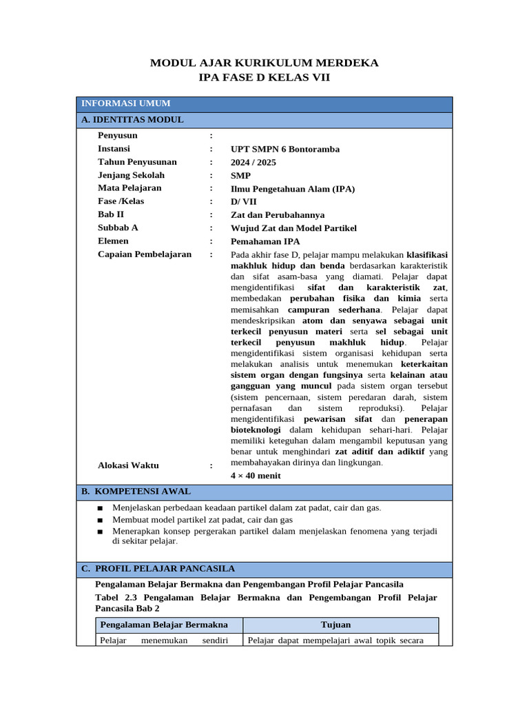 MODUL AJAR observasi acc | PDF