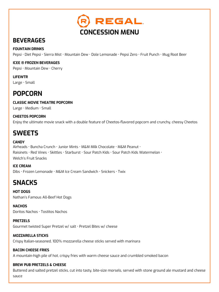 Updated Concessions Menu | PDF