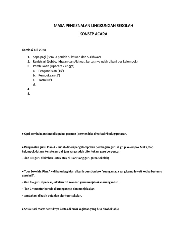 Konsep Acara MPLS | PDF