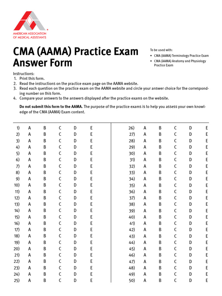 Cma Practice Answer Form | PDF