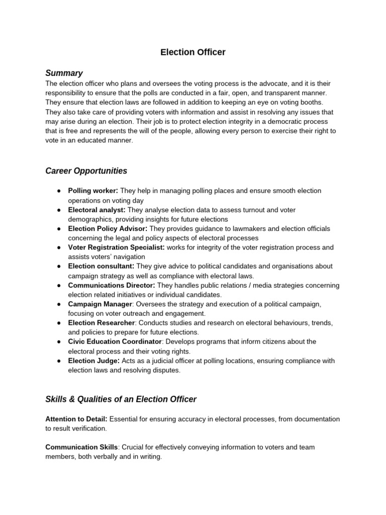 Election Officer | PDF