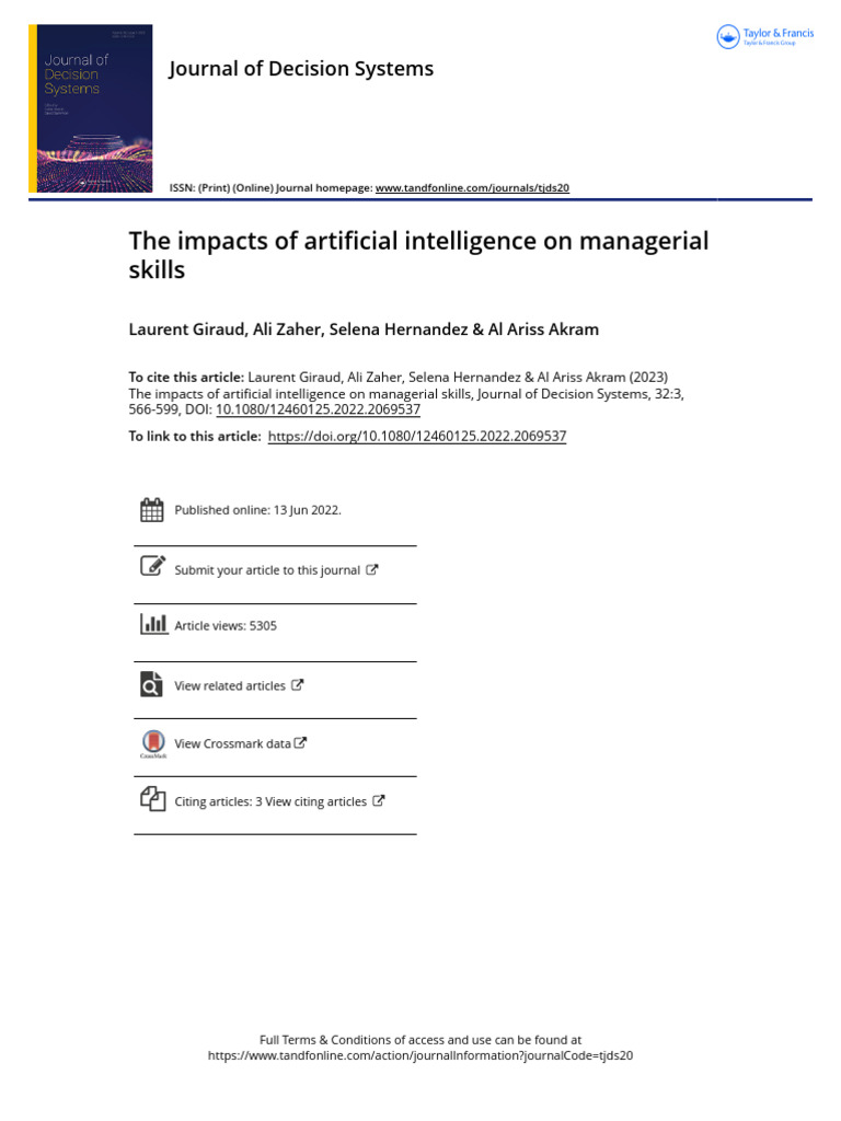 The Impacts of Artificial Intelligence On Managerial Skills | PDF | Artificial Intelligence ...