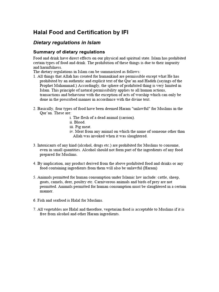 Halal Food and Certification by Ifi | PDF