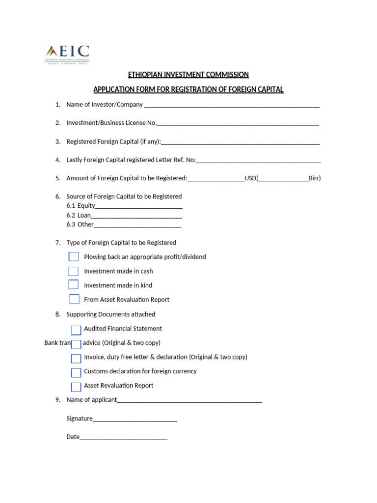 Capital Registration Form | PDF