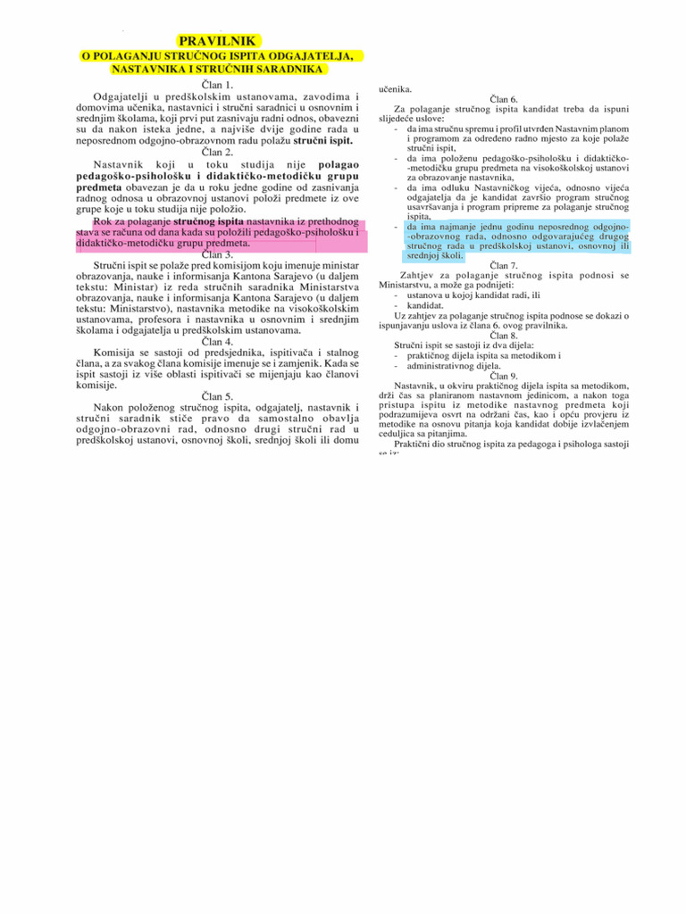 Pravilnik o Polaganju Stručnog Ispita | PDF