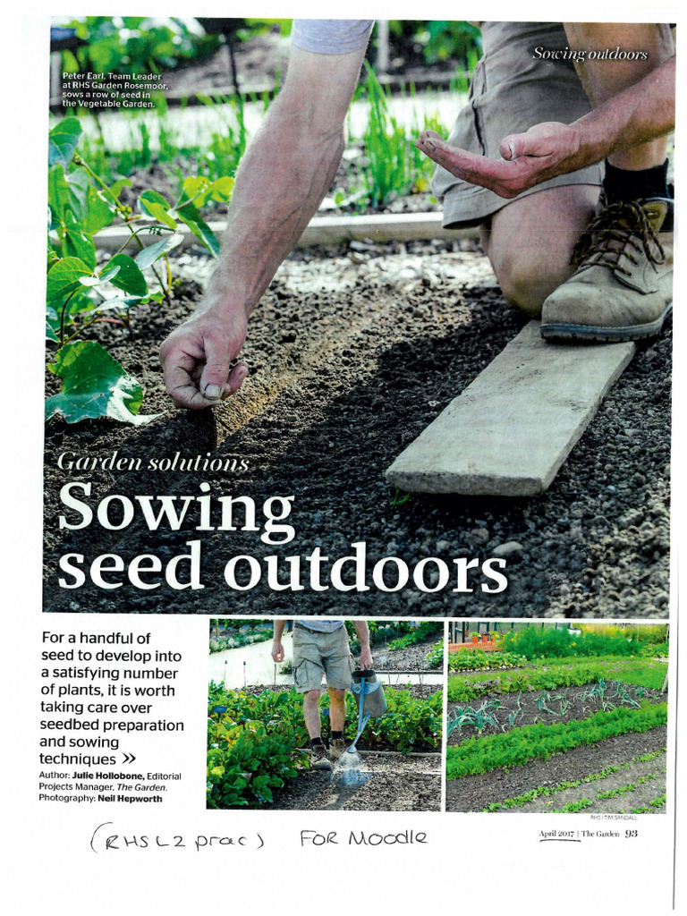 Sowing Seed Outdoors The Garden | PDF | Sowing | Home & Garden