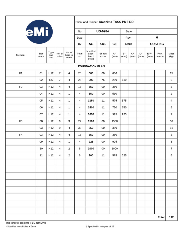 Bar Schedule-Sheet 1 | PDF