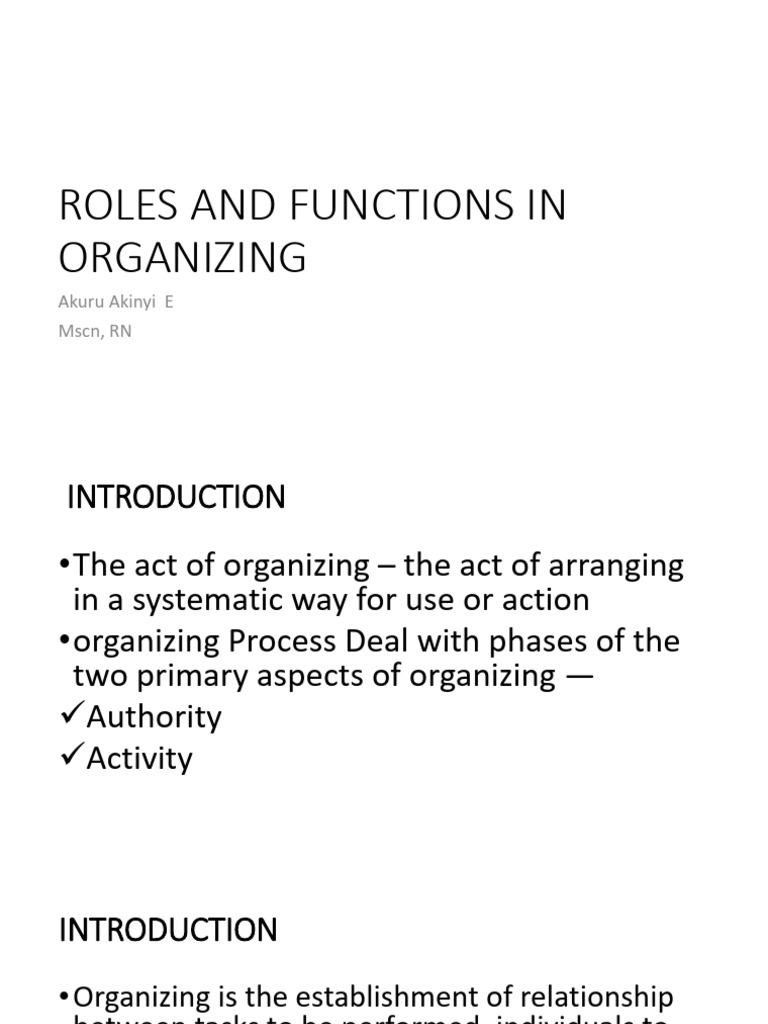 Roles and Functions in Organizing | PDF