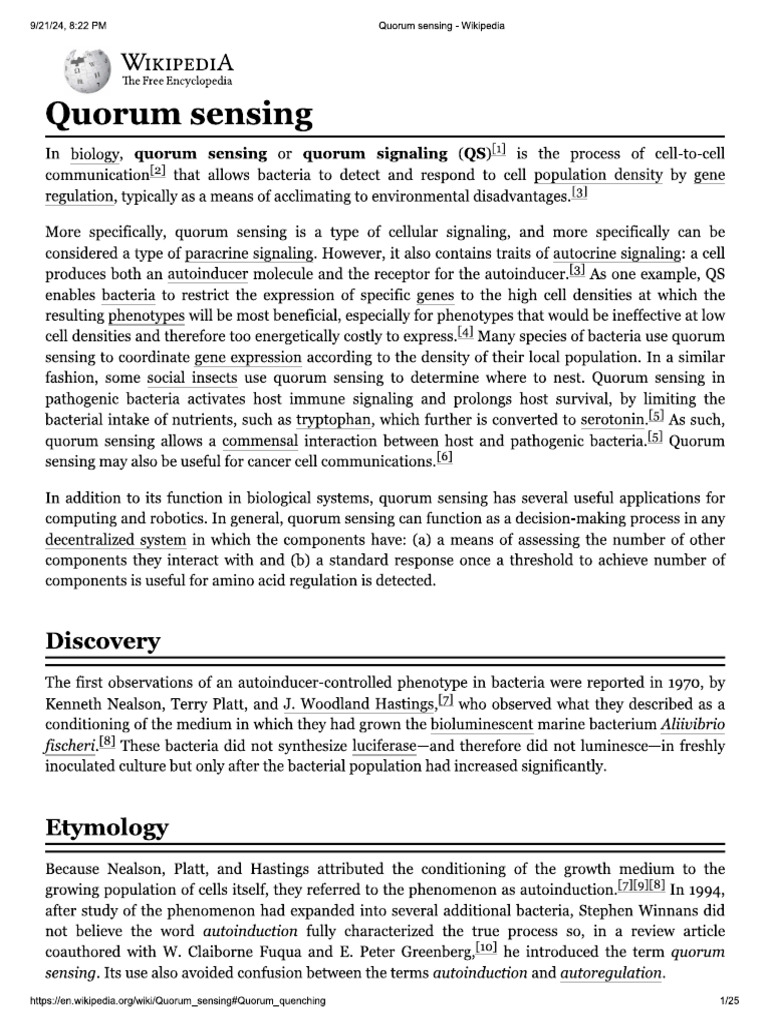 Quorum Sensing | PDF