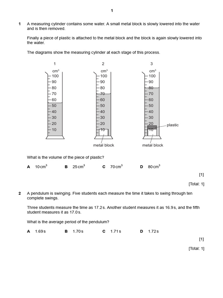0625 Length and Time - P1 - QP | PDF