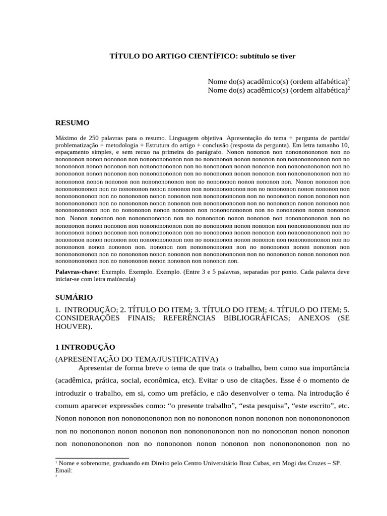 Template Artigo Científico Formatado Padrão | PDF