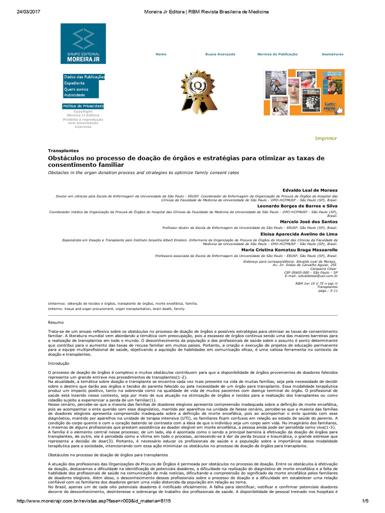 Moreira Jr Editora RBM Revista Brasileira de Medicina | PDF