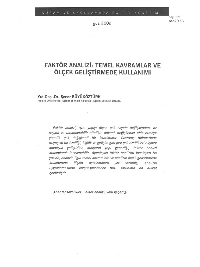 Fakt R Analizi Temel Kavramlar Ve L Ek Geli Tirmede Kullan M ( | PDF