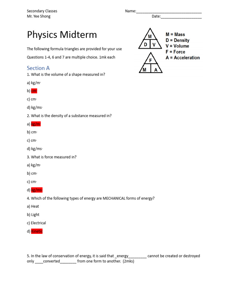 Physics Midterm 2023 t1 | PDF