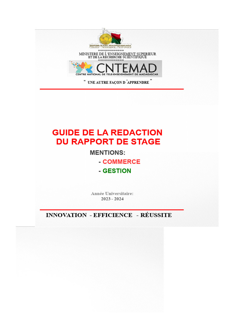 Guide de Rapport de Stage Mention Commerce Niveau L3 2023 2024 1 | PDF