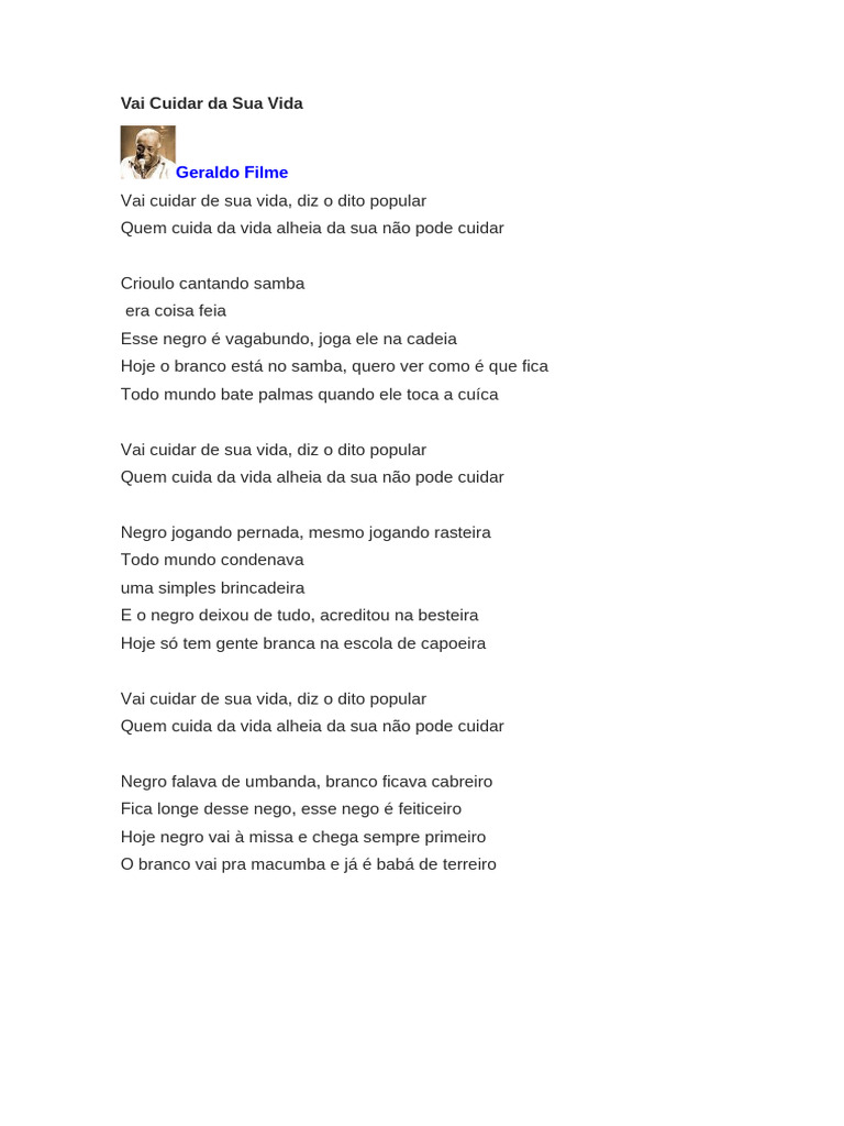 Vai Cuidar Da Sua Vida | PDF