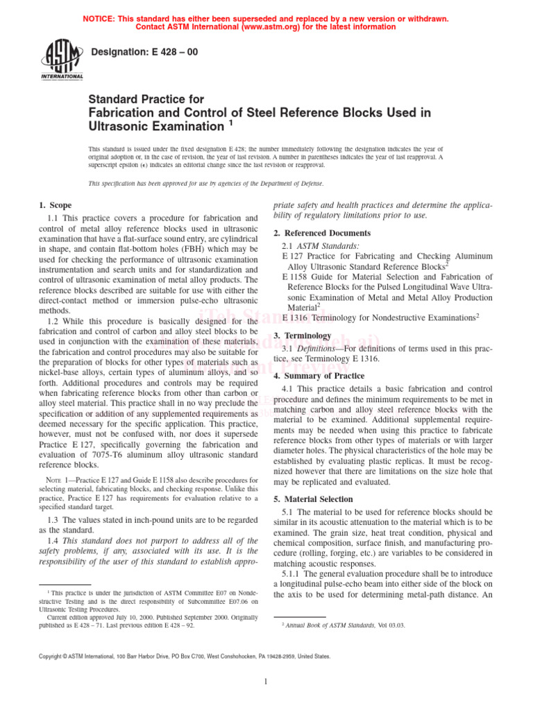 Astm E428 00 | PDF | Engineering Tolerance | Ultrasound