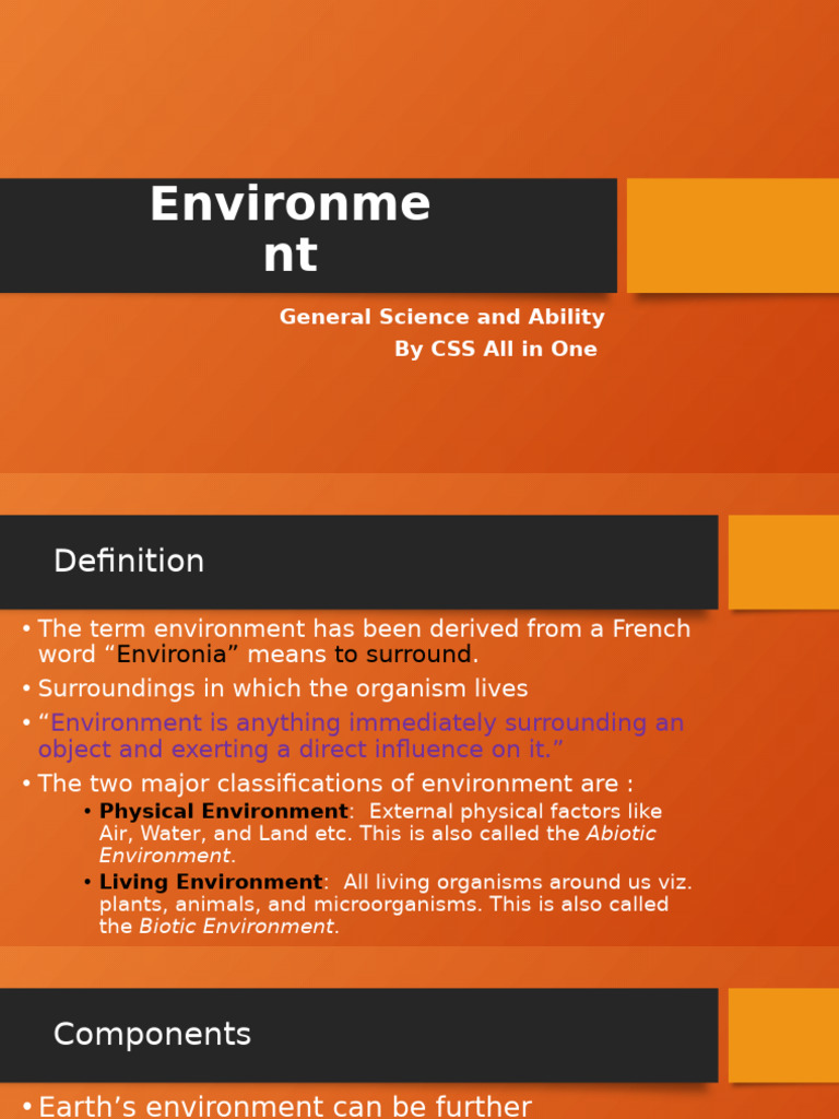 Lecture 08 Our Environment and Its Components CSS PMS General Science ...