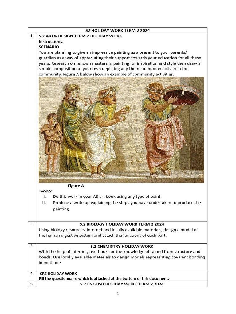 S2 Holiday Work Term 2 2024 | PDF | Meal | Social Science