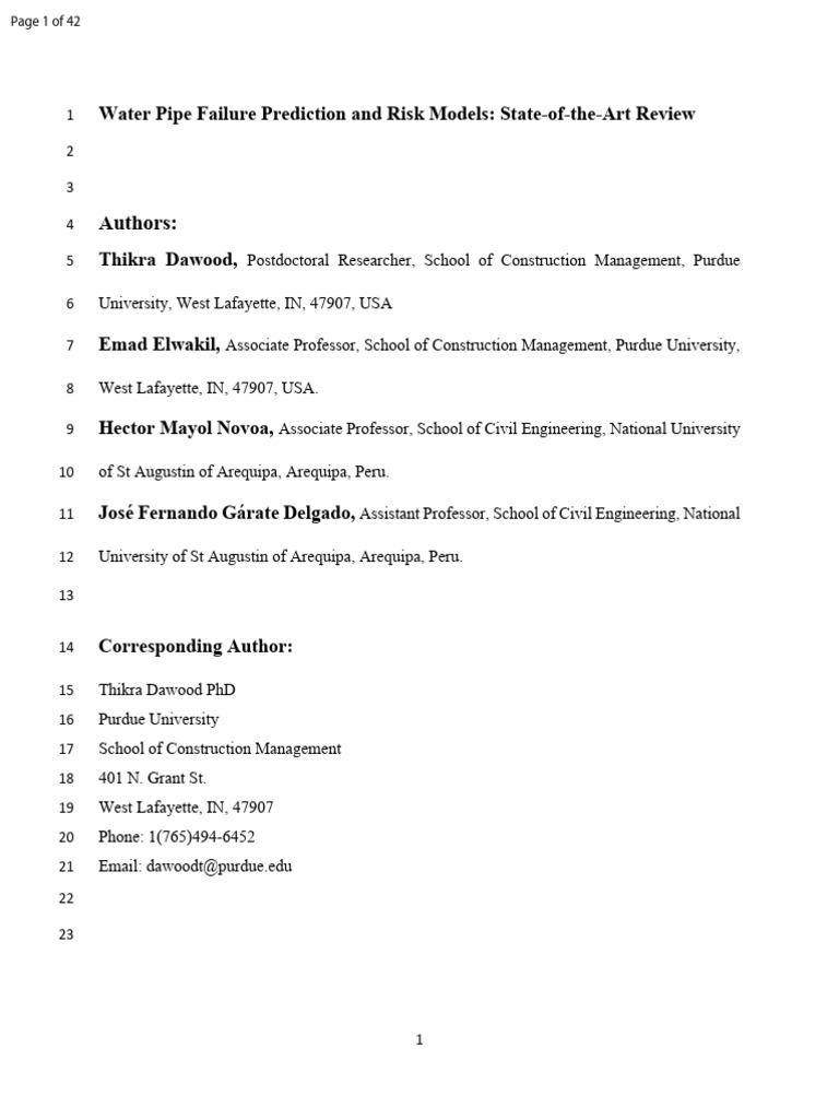 Water Pipe Failure Prediction and Risk Models State-Of-The-Art Review ...
