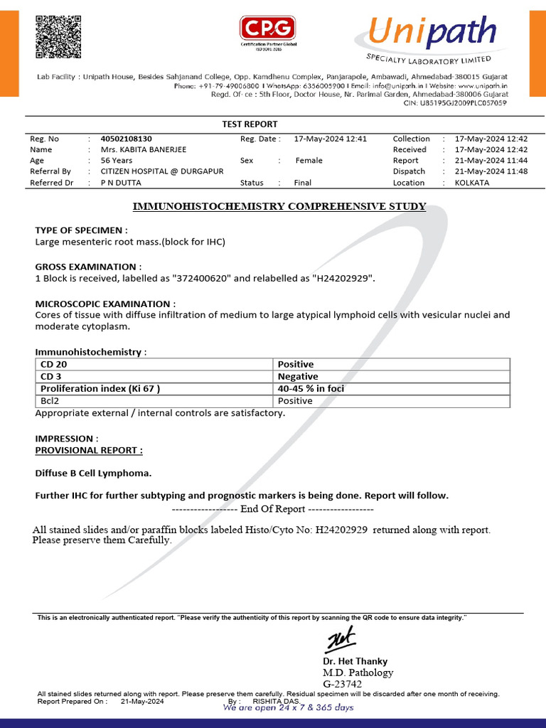 Immunohistochemistry Comprehensive Study: Test Report | PDF