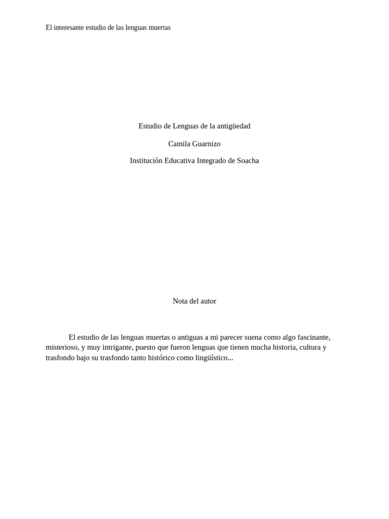 El Estudio de Las Lenguas Muertas | PDF