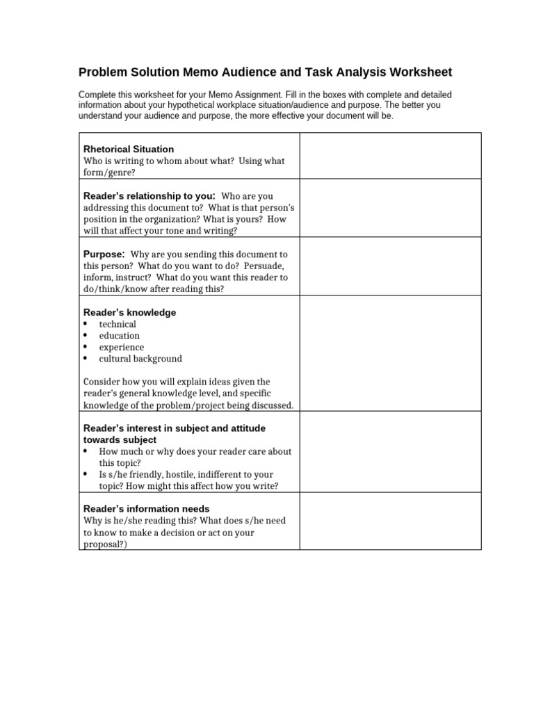 Task Analysis Worksheet | PDF