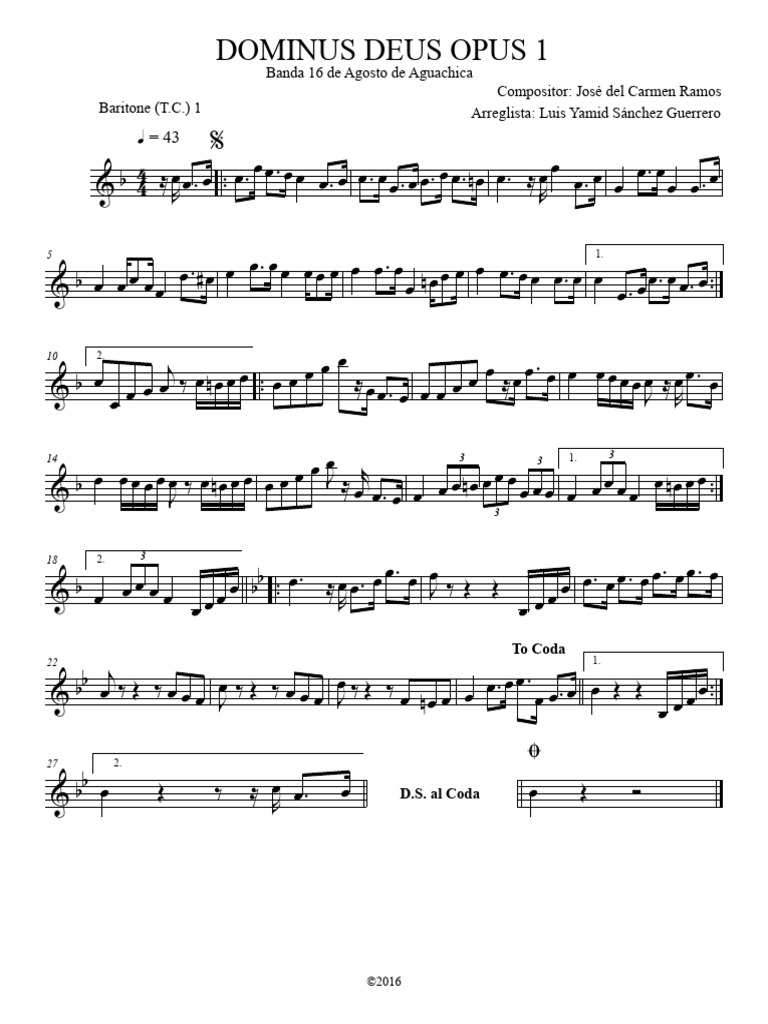 Dominus Deus Opus 1 - Baritone (T.C.) 1 | PDF