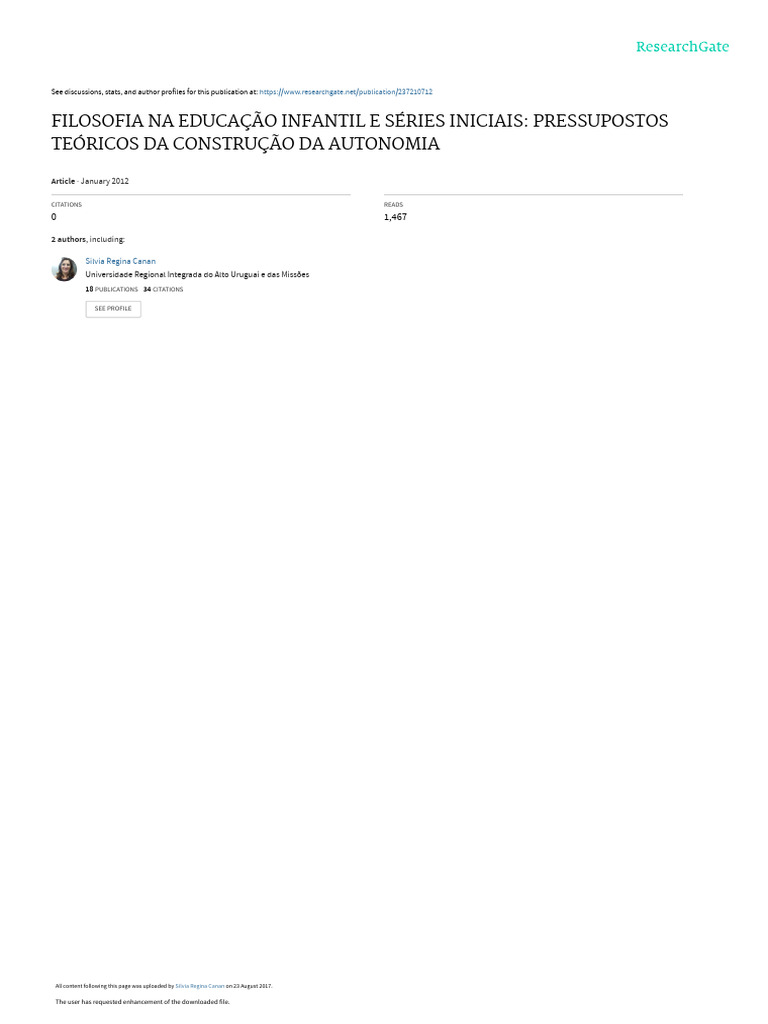 Filosofia Na Educacao Infantil e Series Iniciais P | PDF