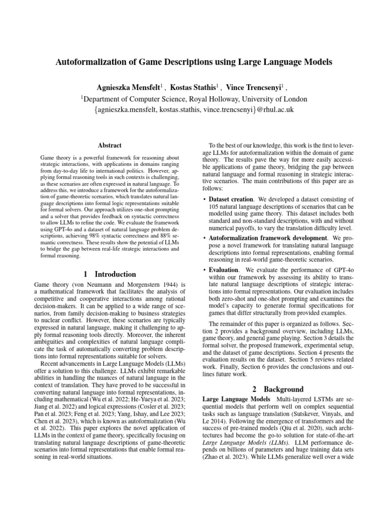 Autoformalization of Game Descriptions Using Large Language Models | PDF