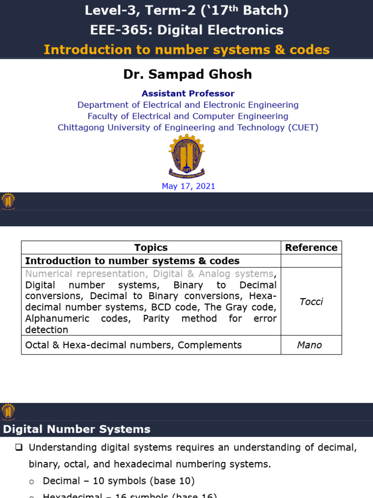 Introduction To Number Systems & Codes | PDF